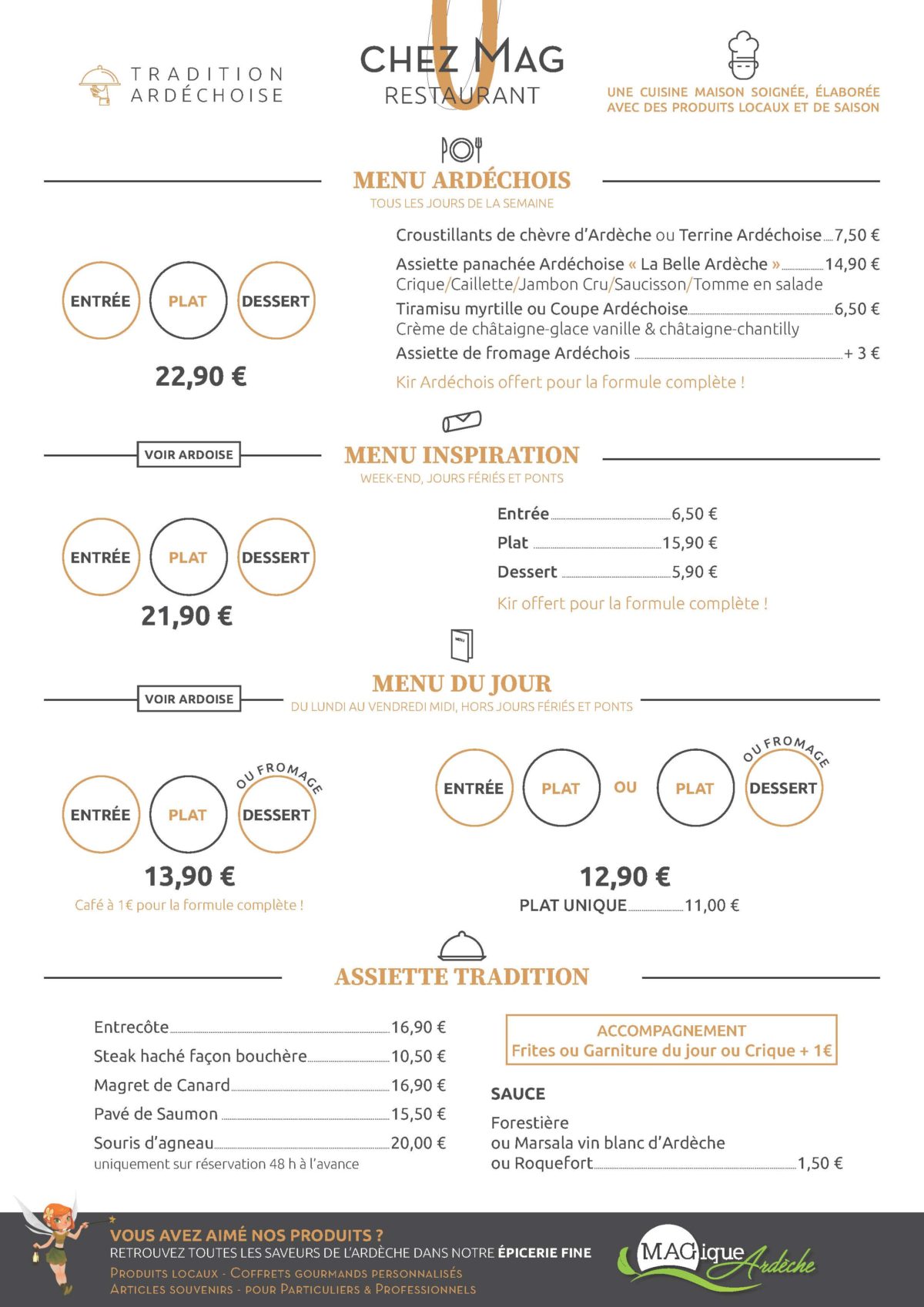 Restaurant Chez Mag, Lamastre, carte des mets et propositions de ...